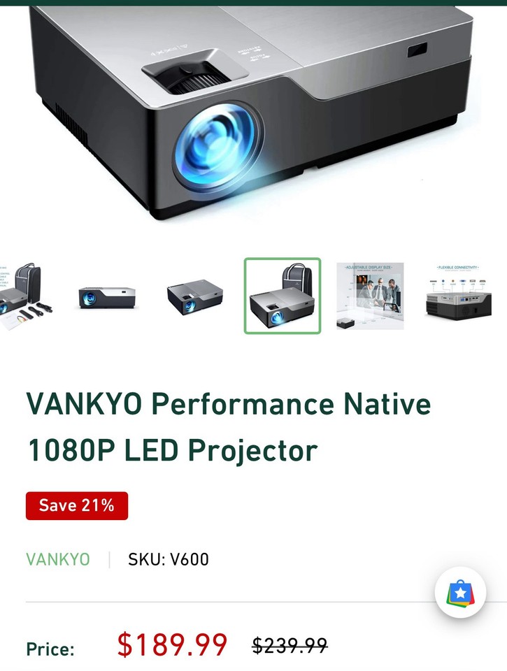 Vankyo M18 Performance V600 Native 1080p LED Full HD Projector 300 ...