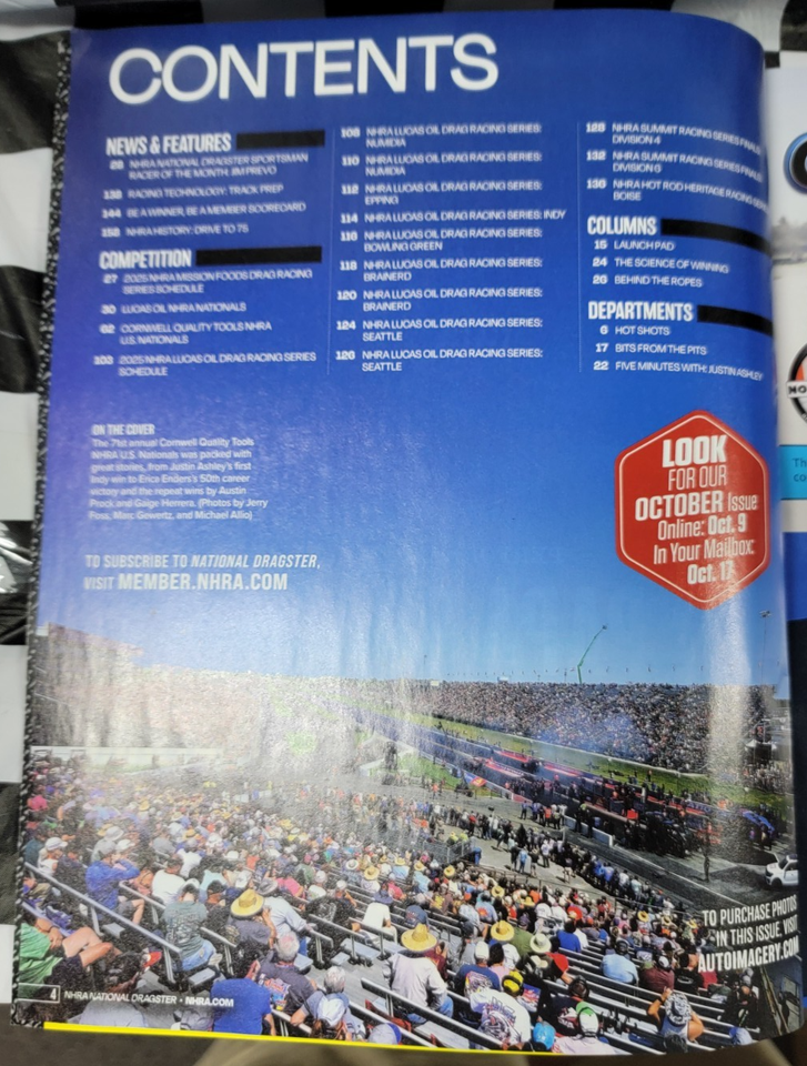 Rivista NHRA National Dragster SETTEMBRE 2025 Numero 9 Vol 66 Di Drag ...