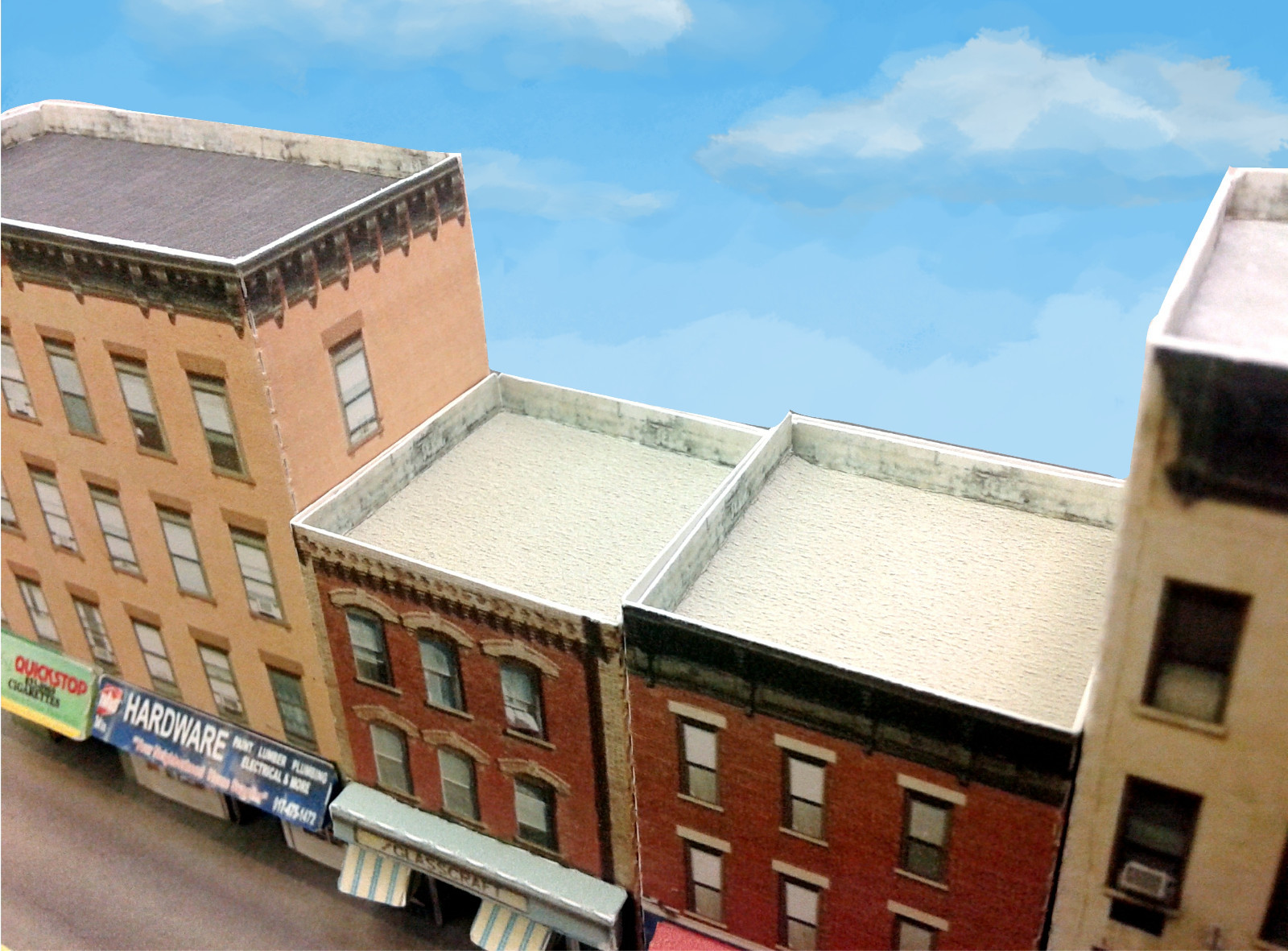 Z Scale Buildings - Downtown apartments & shops Cardstock kit set CZ015 ...