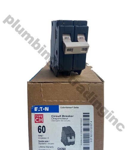 Eaton 60 Amp 2-Pole CH260 PlugOn Mount Type CH Circuit Breaker Cutler ...