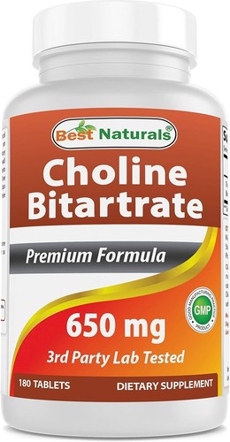 Choline Bitartrate 650 Mg 180 Tablets acetylcholine B-Complex - FREE ...
