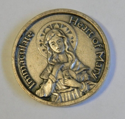 Religious Immaculate heart of Mary Blessed Mother pocket prayer coin ...