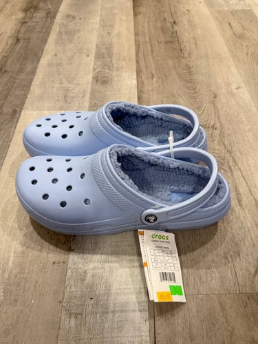 NWT Crocs Classic Clog Mens Sz 12 Blue Calcite Faux Fur Lined Slip On ...