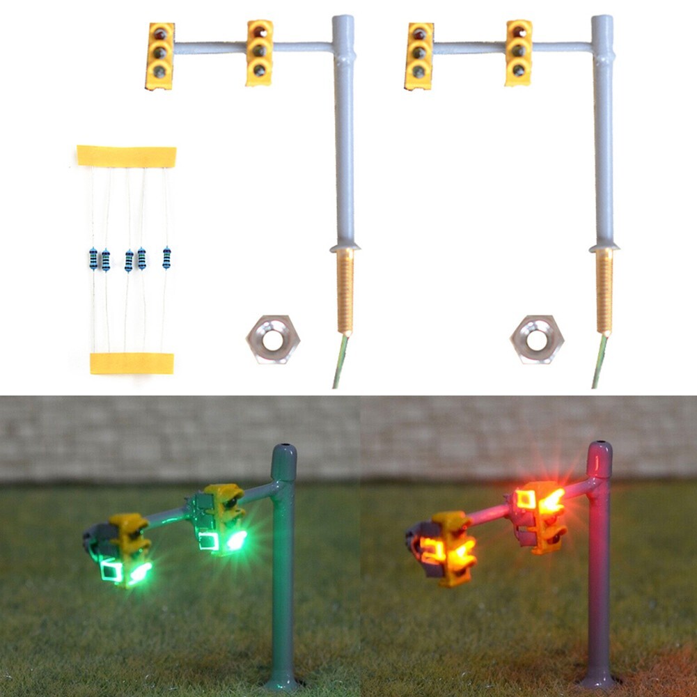 2 X Traffic Lights N-Scale Crossing Walk Model LED Pedestrian Street ...