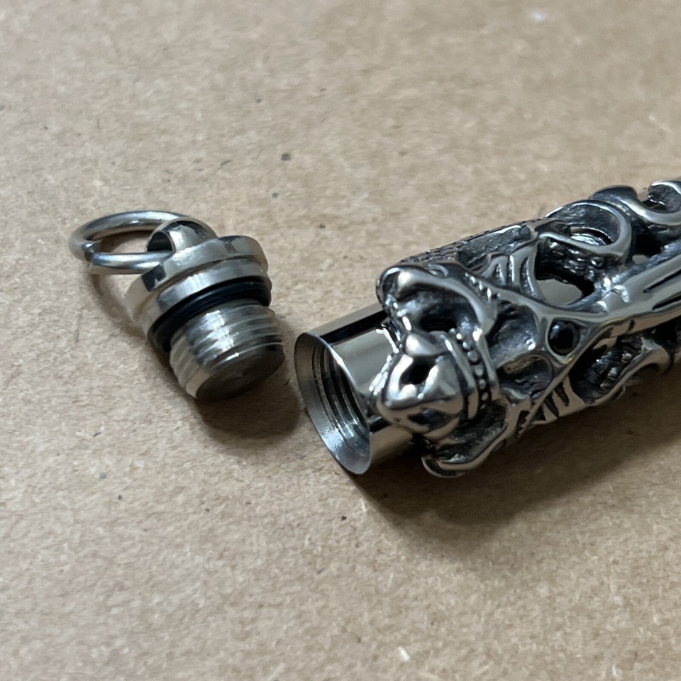 Stainless Steel Bullet Necklace Openable Cross Pendant Chain Amulet Urn ...