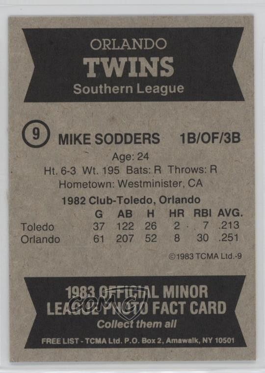 1983 TCMA Orlando Twins Mike Sodders #9 | eBay
