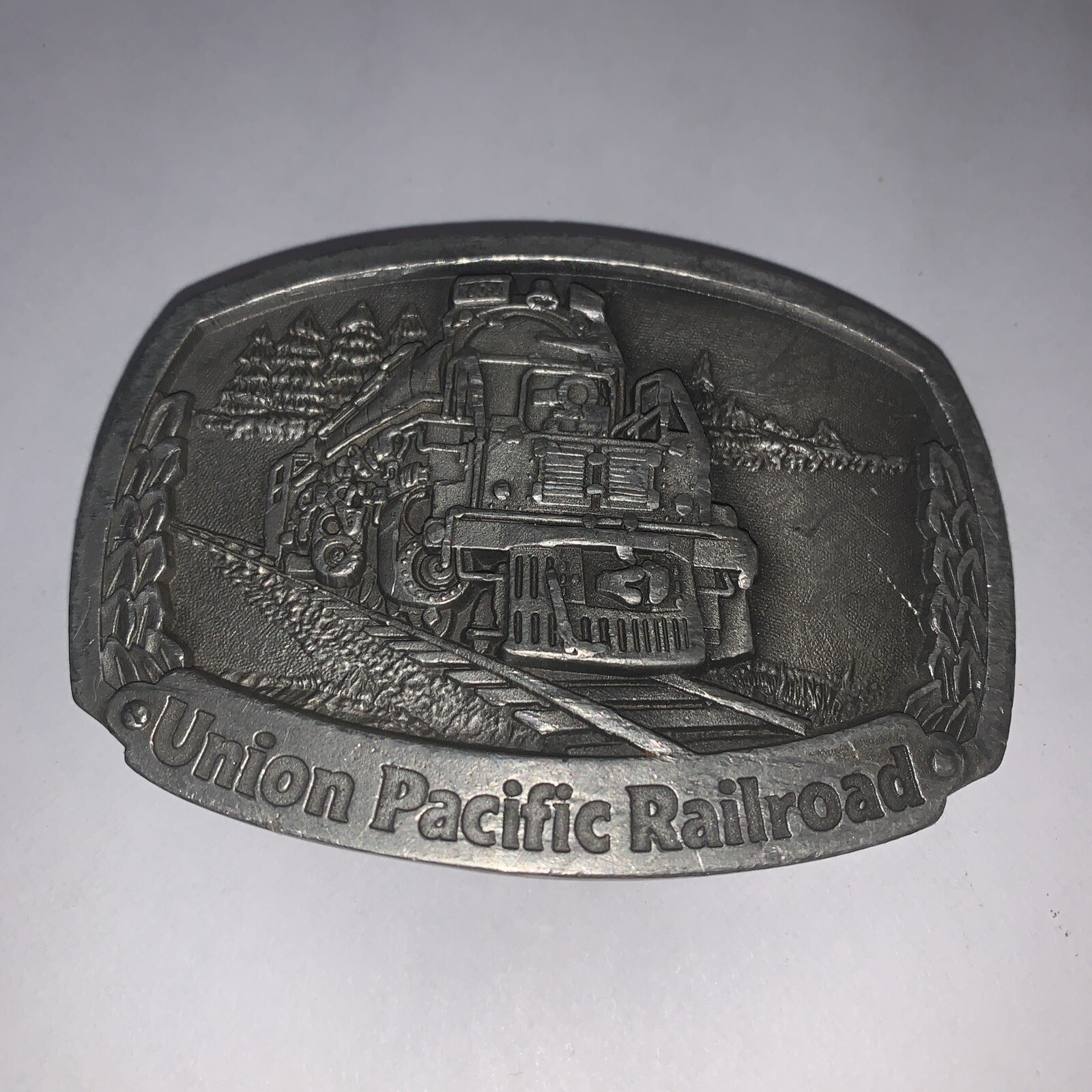 Vtg Pewter Union Pacific Railroad Belt Buckle - Gem