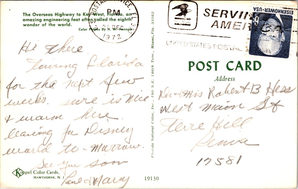 Postcard Greetings from the Florida Keys Along the Overseas Highway ...