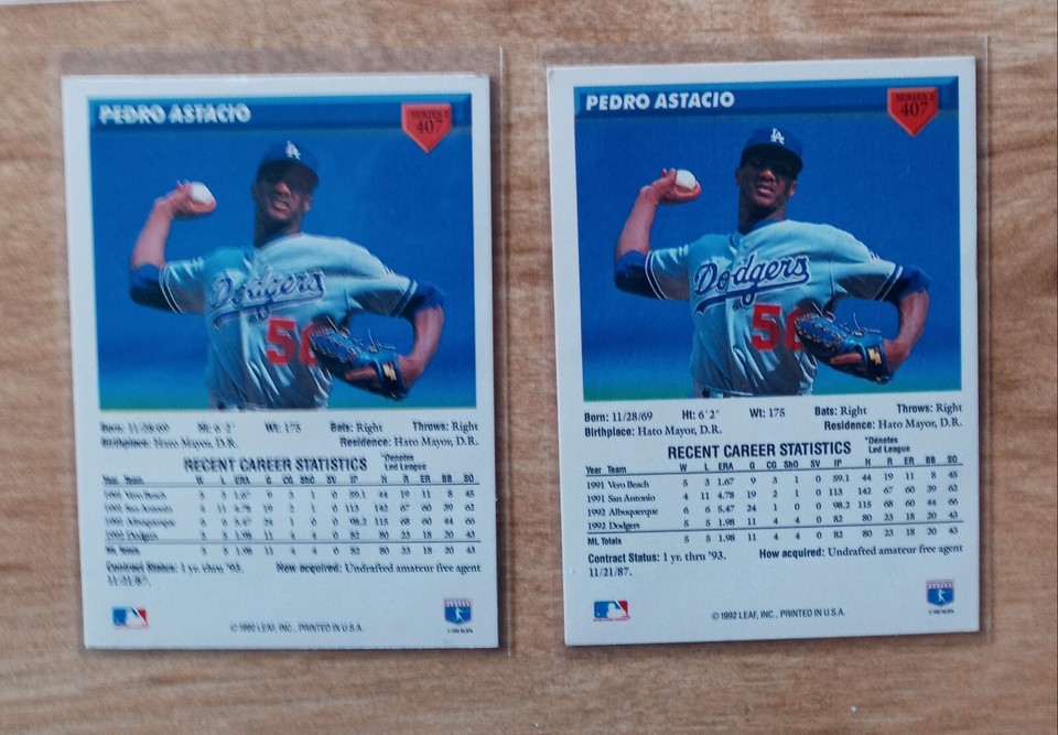 Los Angeles Dodgers Two Pedro Astacio - 1993 Donruss-Rated Rookie" (RC ...