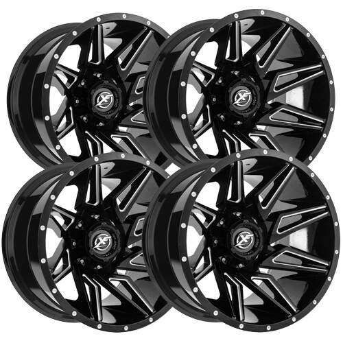 (4) XF Off-Road XF-218 20x10 8x6.5"/8x170 -12 Black/Milled Wheels Rims ...