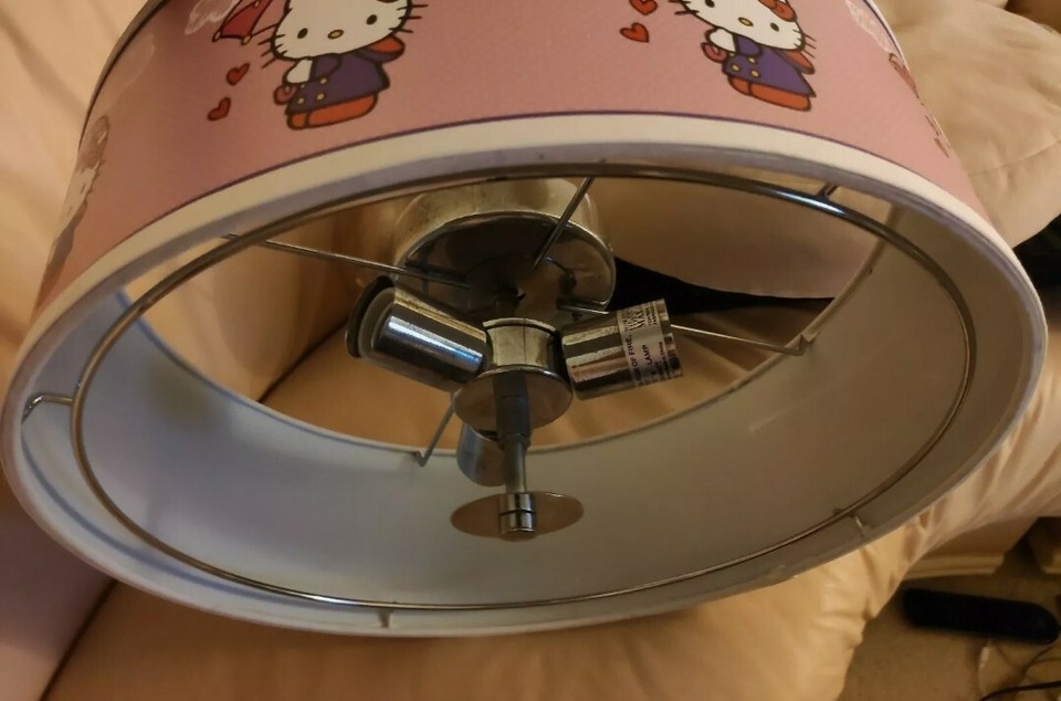 Hello Kitty Ceiling light 3 bulbs chandelier rare 16" x 5.5" shade ...