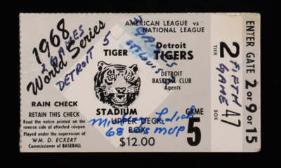 Mickey Lolich Signed (JSA) 1968 Detroit Tigers Rain Check Ticket with ...