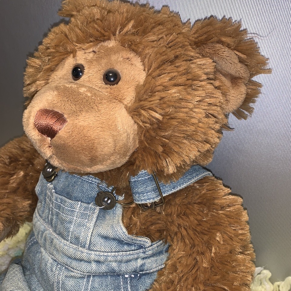 Build A Bear With Denim Overalls Rare Cute Fuzzy | eBay