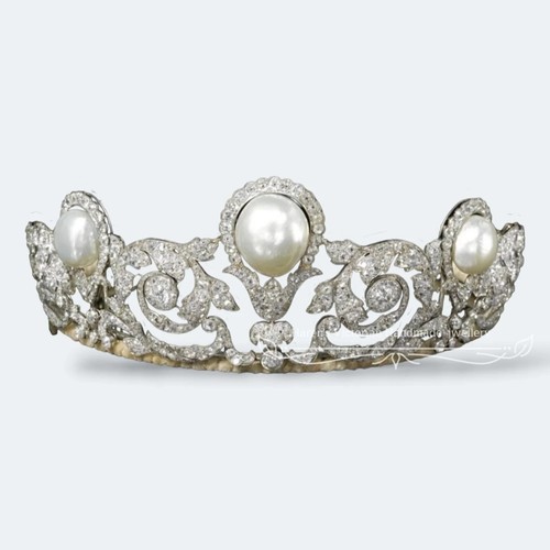 "Bella Eques 925 Sterling Silver CZ Zircon Pearl The Murat Tiara ...