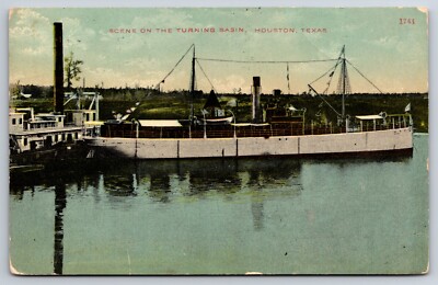 Scene on the Turning Basin Houston Texas TX 1912 Postcard | eBay