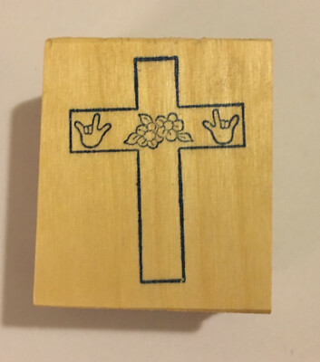 Christian Cross with ILY in ASL Rubber Stamp - Love Deaf American Sign ...