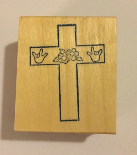 Christian Cross with ILY in ASL Rubber Stamp - Love Deaf American Sign ...