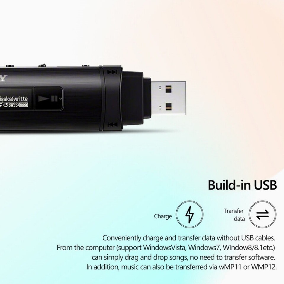 Sony MP3 NWZ-B183F Protable Music Player 4GB Walkman Black USB MP3 ...