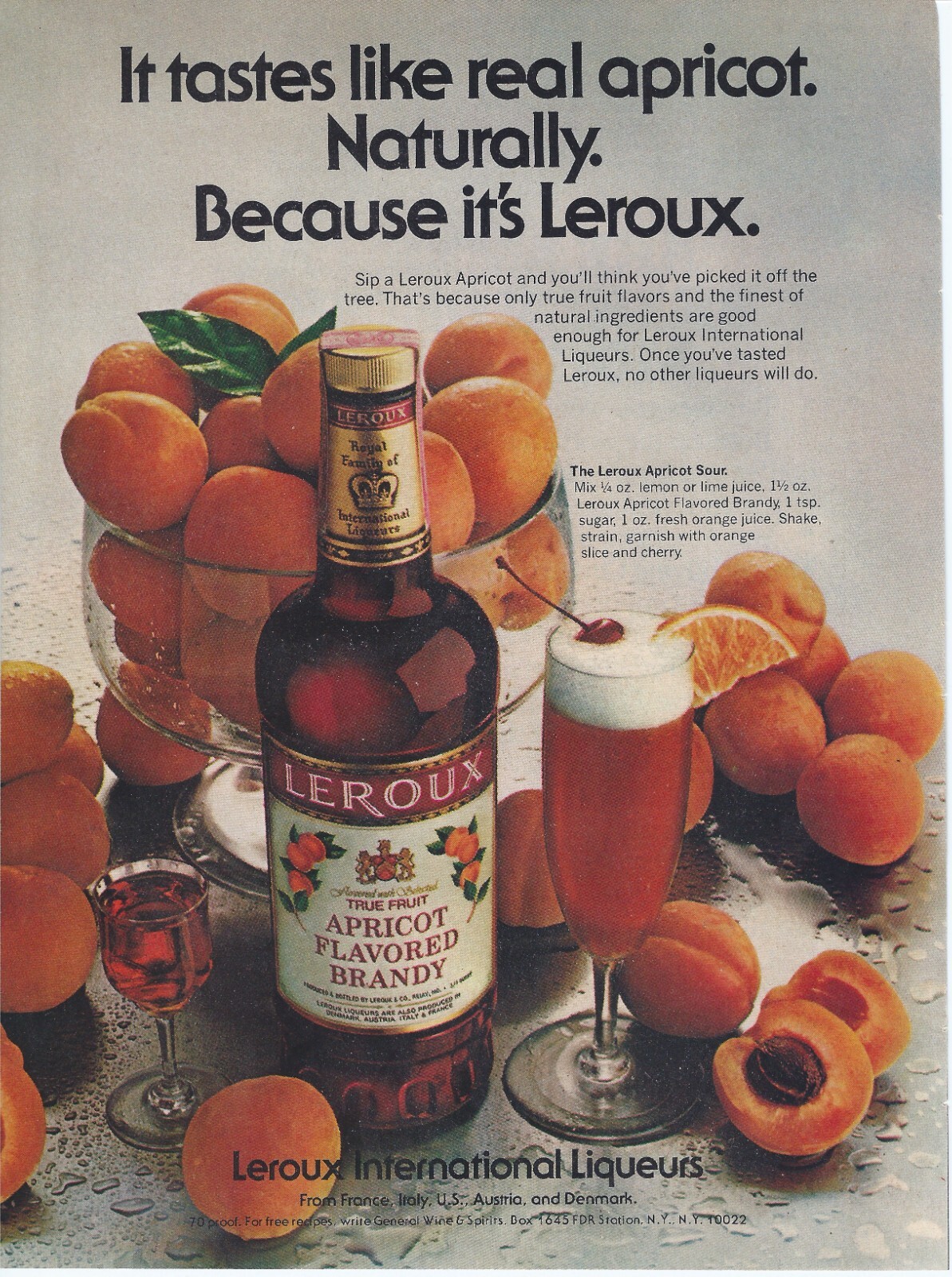 1978 Leroux Apricot Flavored Brandy Vintage Print Ad | eBay
