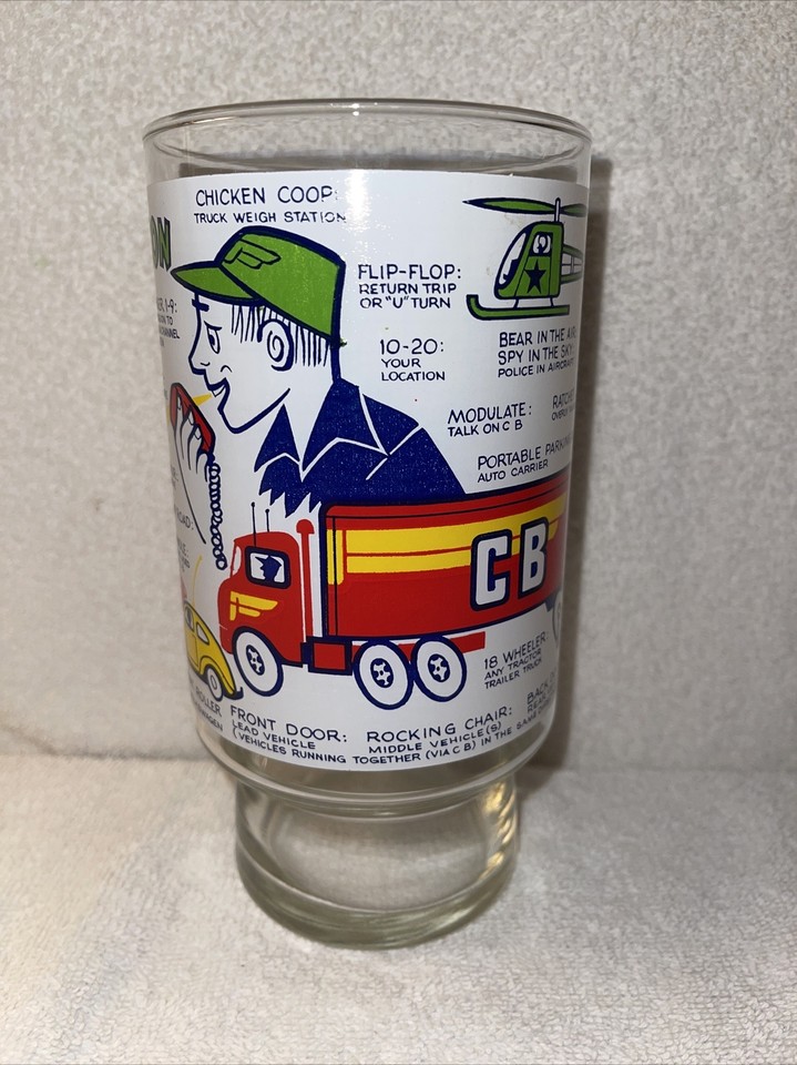 Vtg 1970’s CB Radio Jargon Trucker Messages Lg Glassware Trucking Codes ...