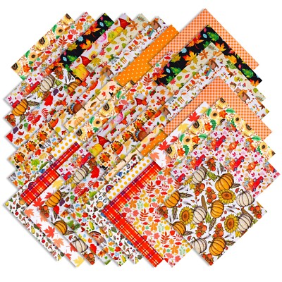 80pc 10x10" Fall Cotton Fabric Squares Quilting Patchwork Autumn ...