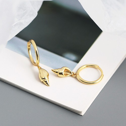 925 Sterling Silver Conch Shells Huggie Hoop Dangle Drop Earrings | eBay