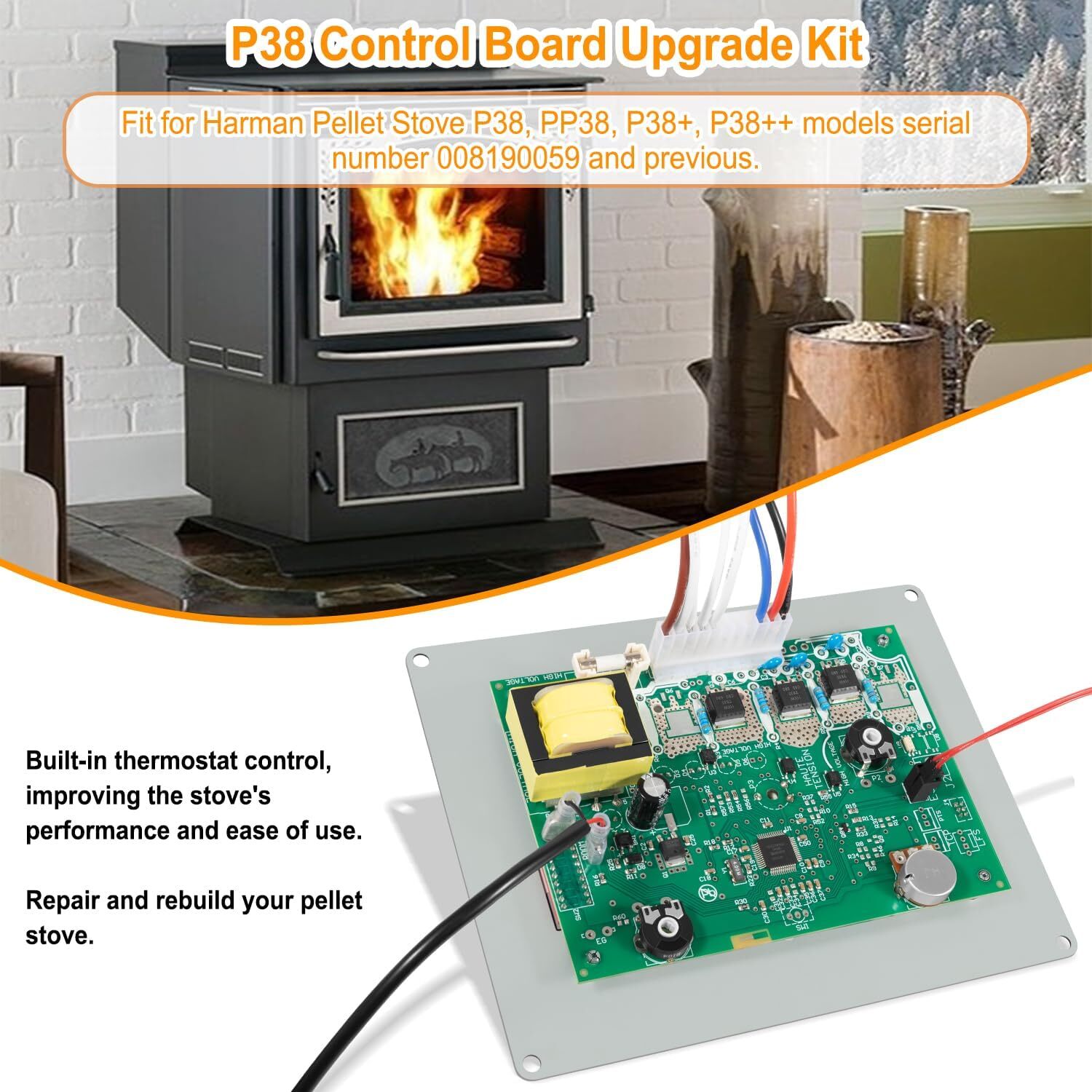 P38 Control Panel Upgrade Kit w/ Circuit Board For Harman Pellet Stove ...