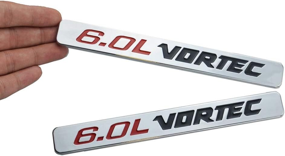 2PCS 6.0L Vortec Hood Emblem Engine 3D Badge For 1500 2500hd 3500hd ...