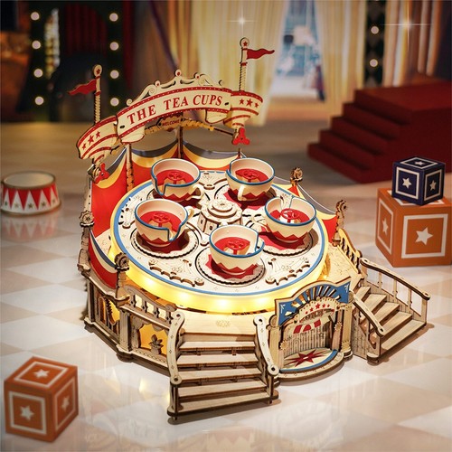 Rokr New DIY 3D Puzzle Tilt-A-Whirl The Tea Cup Jigsaw Model Building ...