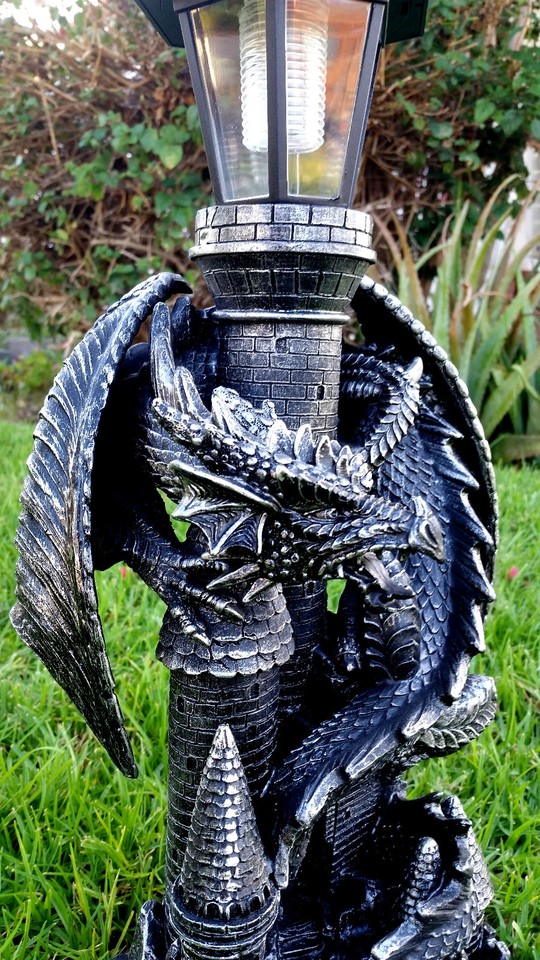 DRAGON WITH SOLAR LIGHT STATUE SOLAR DRAGON Statue FIGURINE | eBay