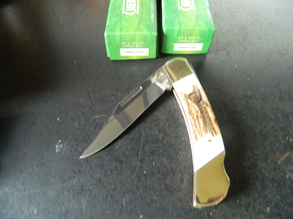 HEN & ROOSTER 4 1/4" POCKET KNIFE STAG HANDLE LOCKING FOLDER 1095 ...