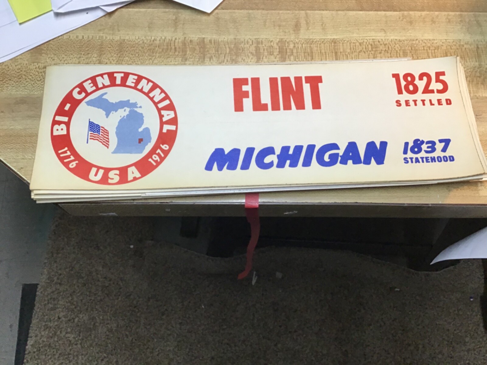 VINTAGE 1776 / 1976 Flint Michigan USA BICENTENNIAL BUMPER STICKER ...