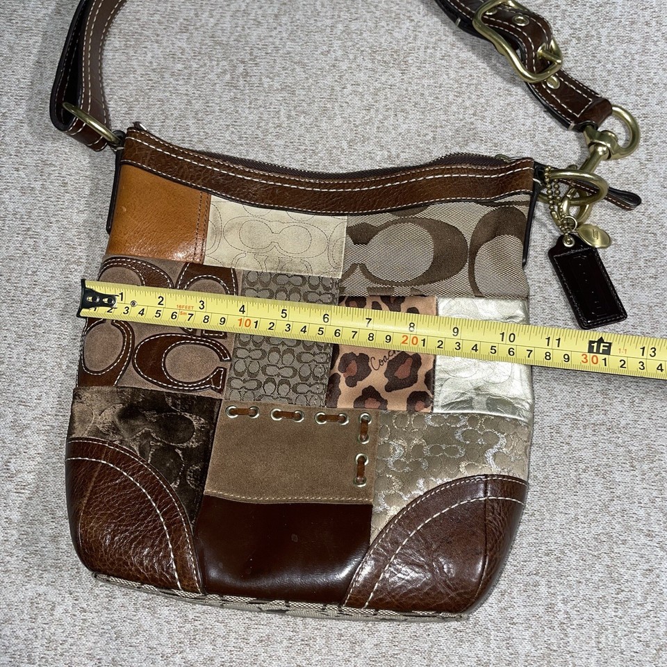 Coach Patch Work Leather & Fabric Squares Purse Shoulder Bag F0773 ...