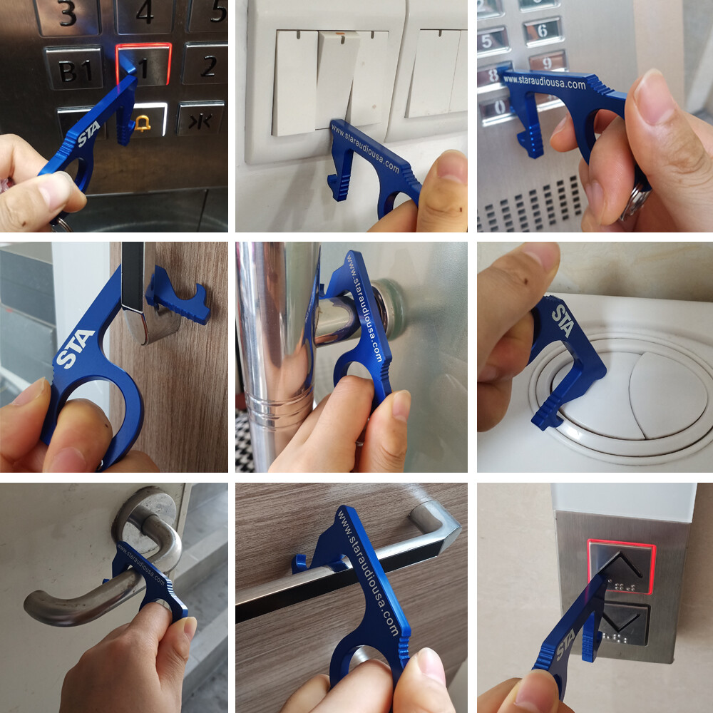 3Pcs Touchless Portable Key Door Opener Handheld Keychain Contactless ...