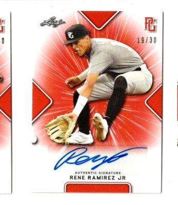 2021 RENE RAMIREZ JR LEAF PERFECT GAME AUTO ORANGE PARALLEL ROOKIE #19/ ...