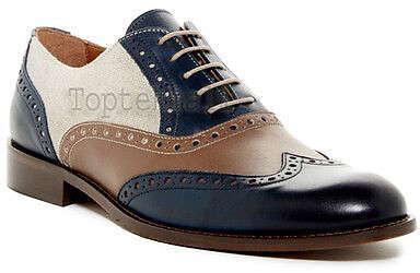 Handmade Men’s Leather Oxfords Wingtip Plain Multi Color Casual New ...