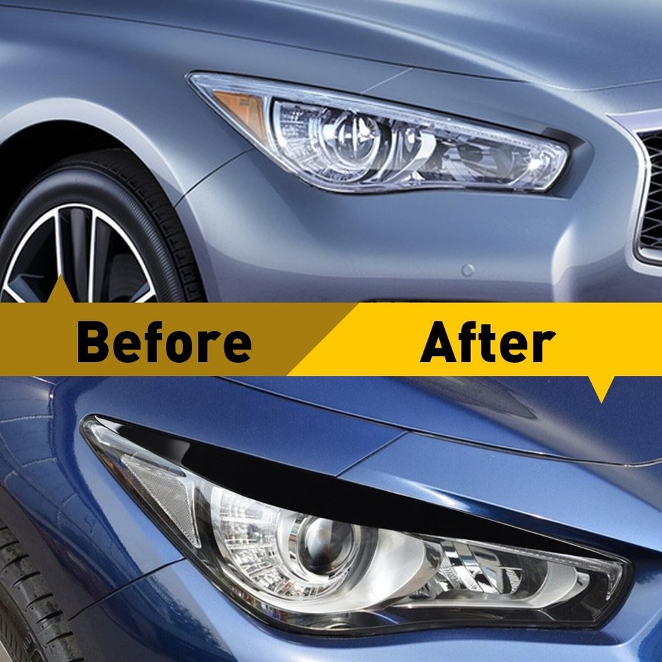 Front Headlight Trim Cover Eyebrow Eye Lid Left Right Fit Infiniti Q50 ...