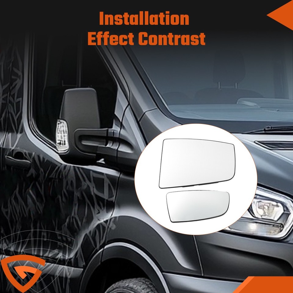 Upper & Lower Heated Mirror Glass For Ford Transit MK8 2014+ Driver ...