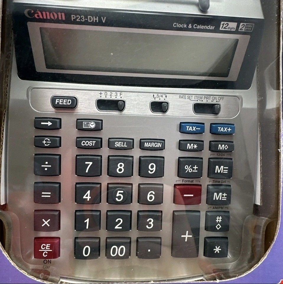 Canon P23-DH V Mini Desktop Printing Calculator 12 Digit 2 Color W ...