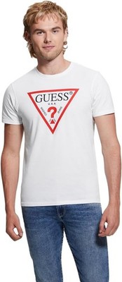 Guess Mens Eco Triangle Classic Tee in Pure White Size S | eBay