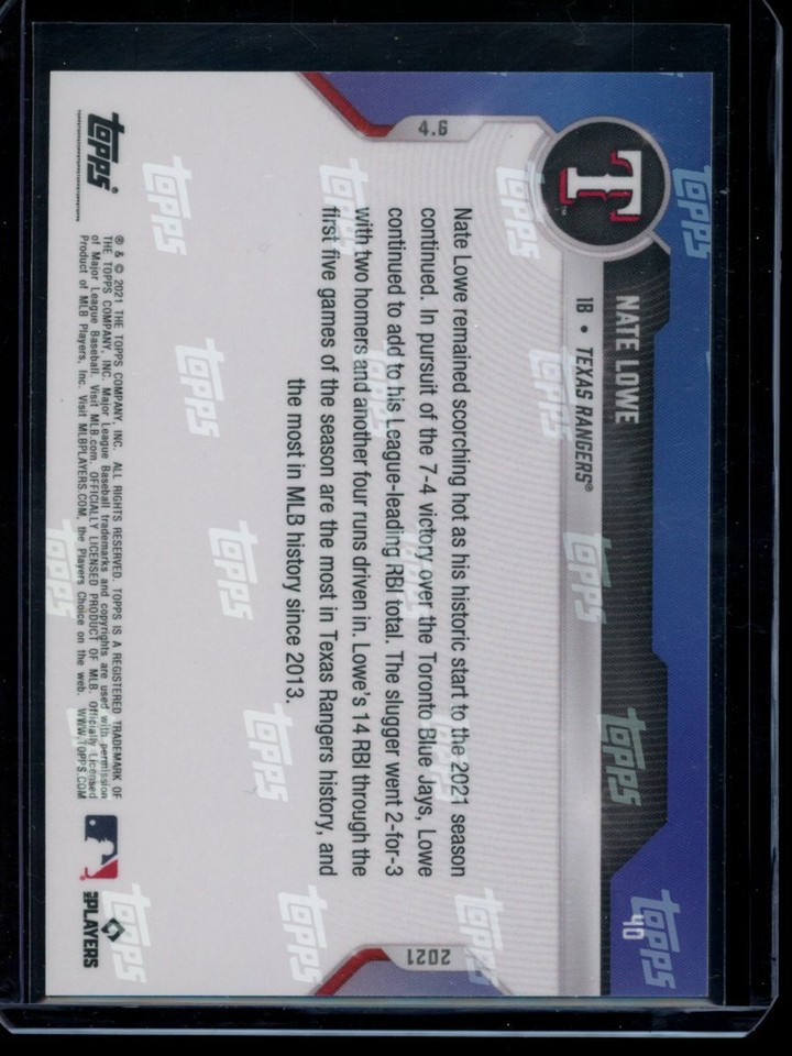 2021 Topps Now #40 Nate Lowe Base Card | eBay