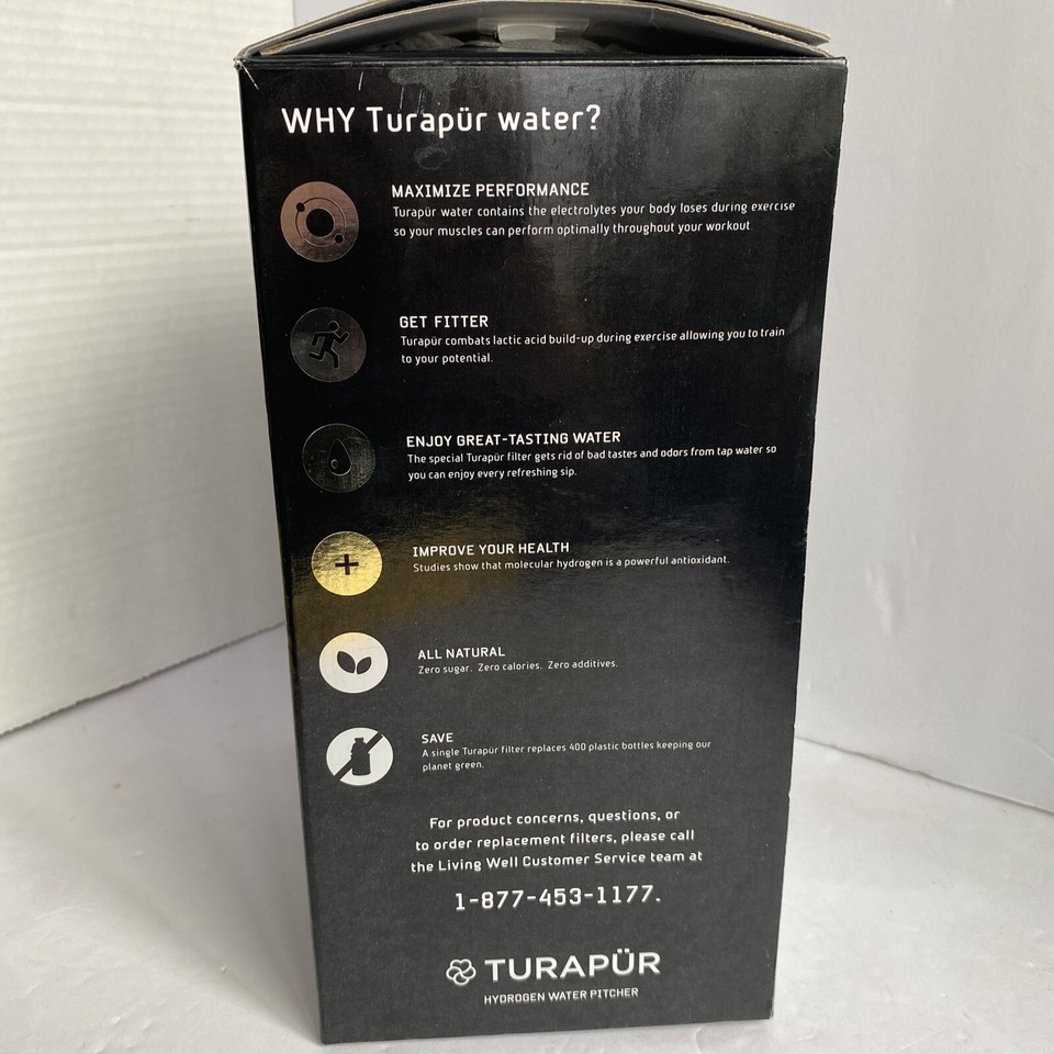 TURAPUR Hydrogen Water Pitcher w/ 1 Sealed Filter Container ~New Open ...