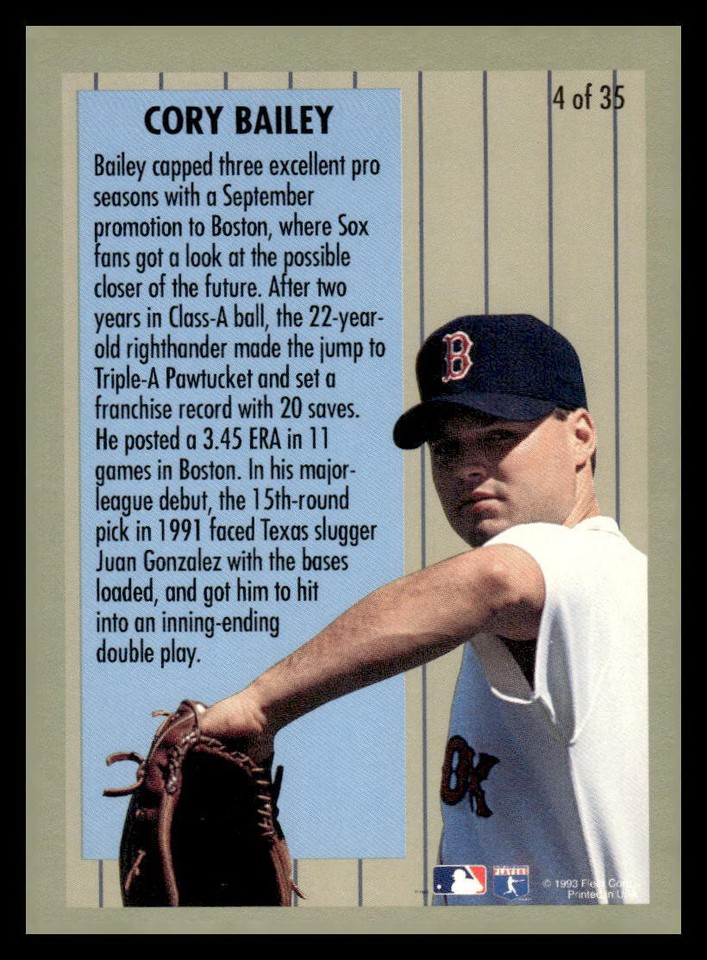 1994 Fleer 4 Cory Bailey Major League Prospects Insert | eBay