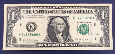 2017 $1 One Dollar Bill Serial Number # Misprint Note Error High 0 ...