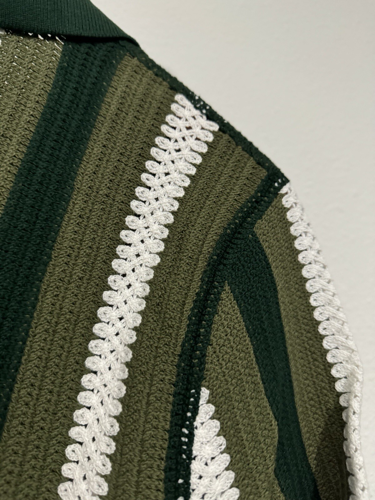 Percival Mens Shirt L Green Button Up Knitted Preppy Knit Pathos ...