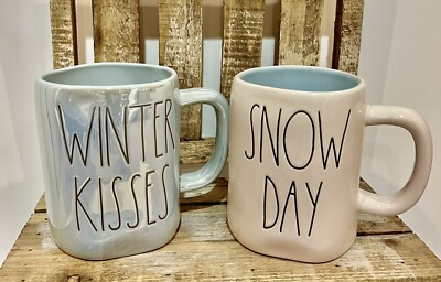 Rae Dunn Christmas Iridescent Mug Blue Winter Kisses & Snow Day Mug W ...