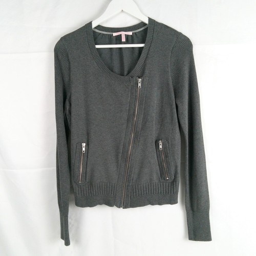 Victoria's Secret Asymmetrical Zip Sweater Size L Gray Cotton Cashmere ...
