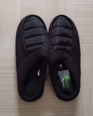 OT Revolution Men's Slippers Slip-On House Shoes 8-9 Black Soft New | eBay