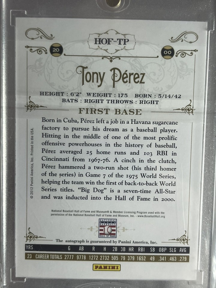 2012 Cooperstown Signatures Tony Perez Auto /649 | eBay