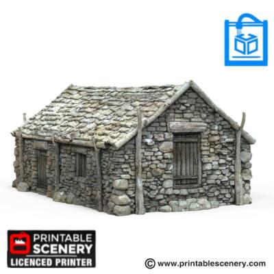 Stone Barn Tabletop Gaming Terrain 3D Print 10/N Gauge/15/20/OO Gauge ...